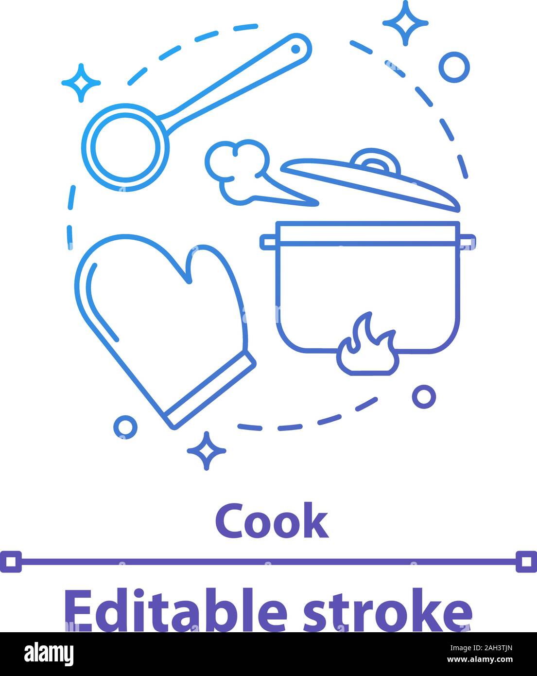 Cooking process concept icon. Meal preparation idea thin line ...