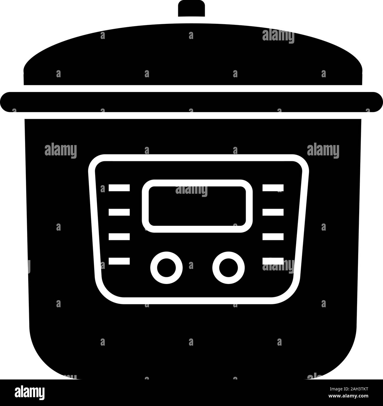Multi cooker glyph icon. Slow cooker. Crock pot. Pressure multicooker ...