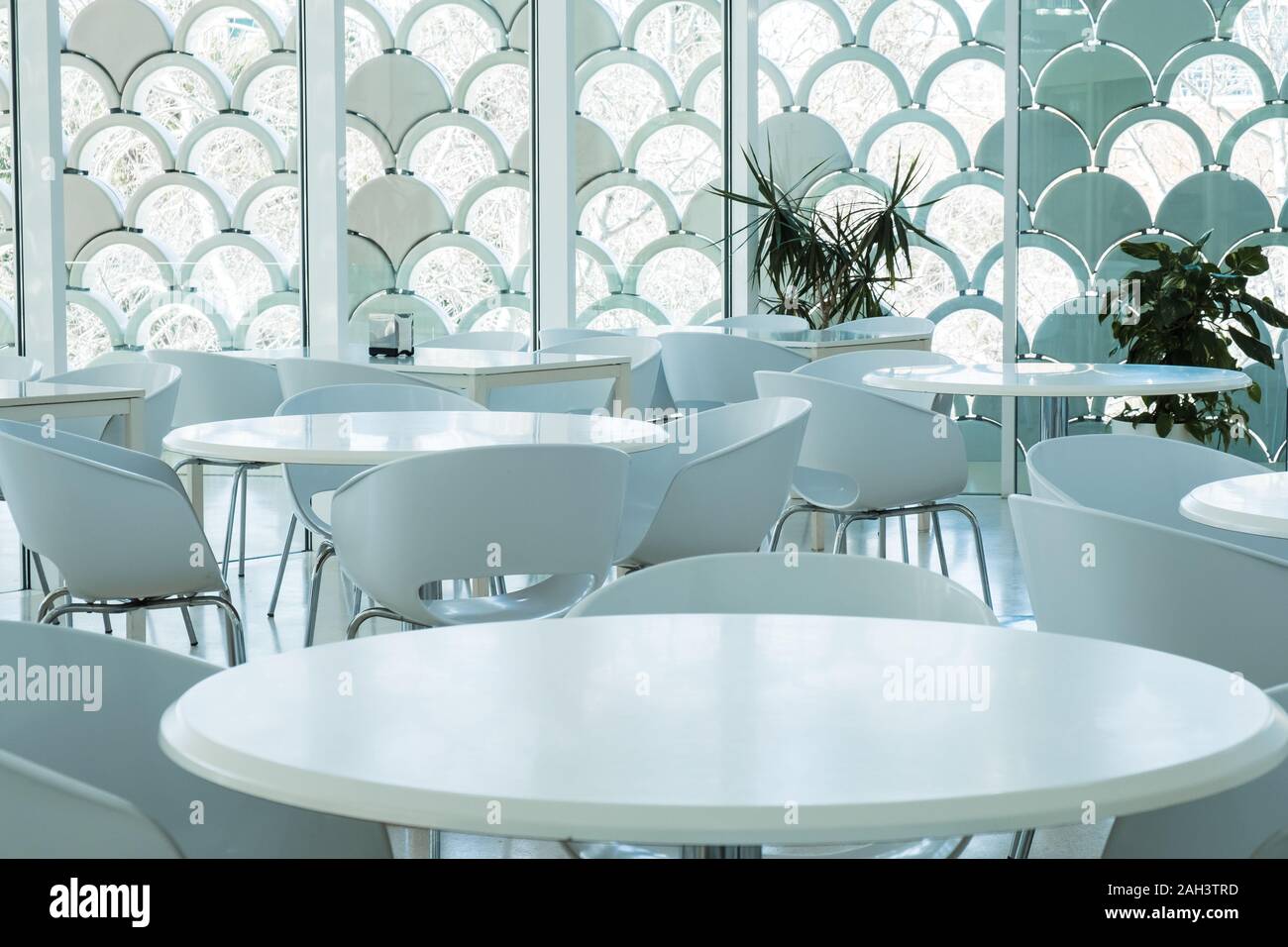 New and clean white luxury restaurant interior in european style Stock ...