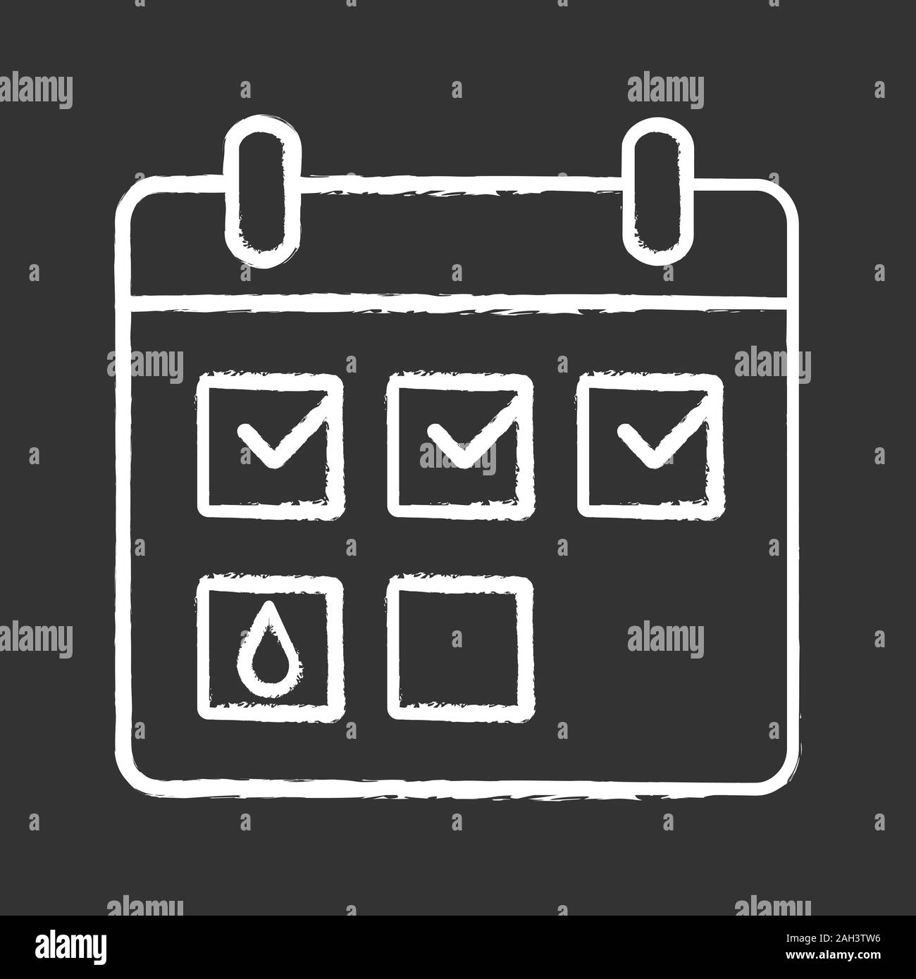 Menstrual calendar chalk icon. Period tracker. Pregnancy, ovulation ...