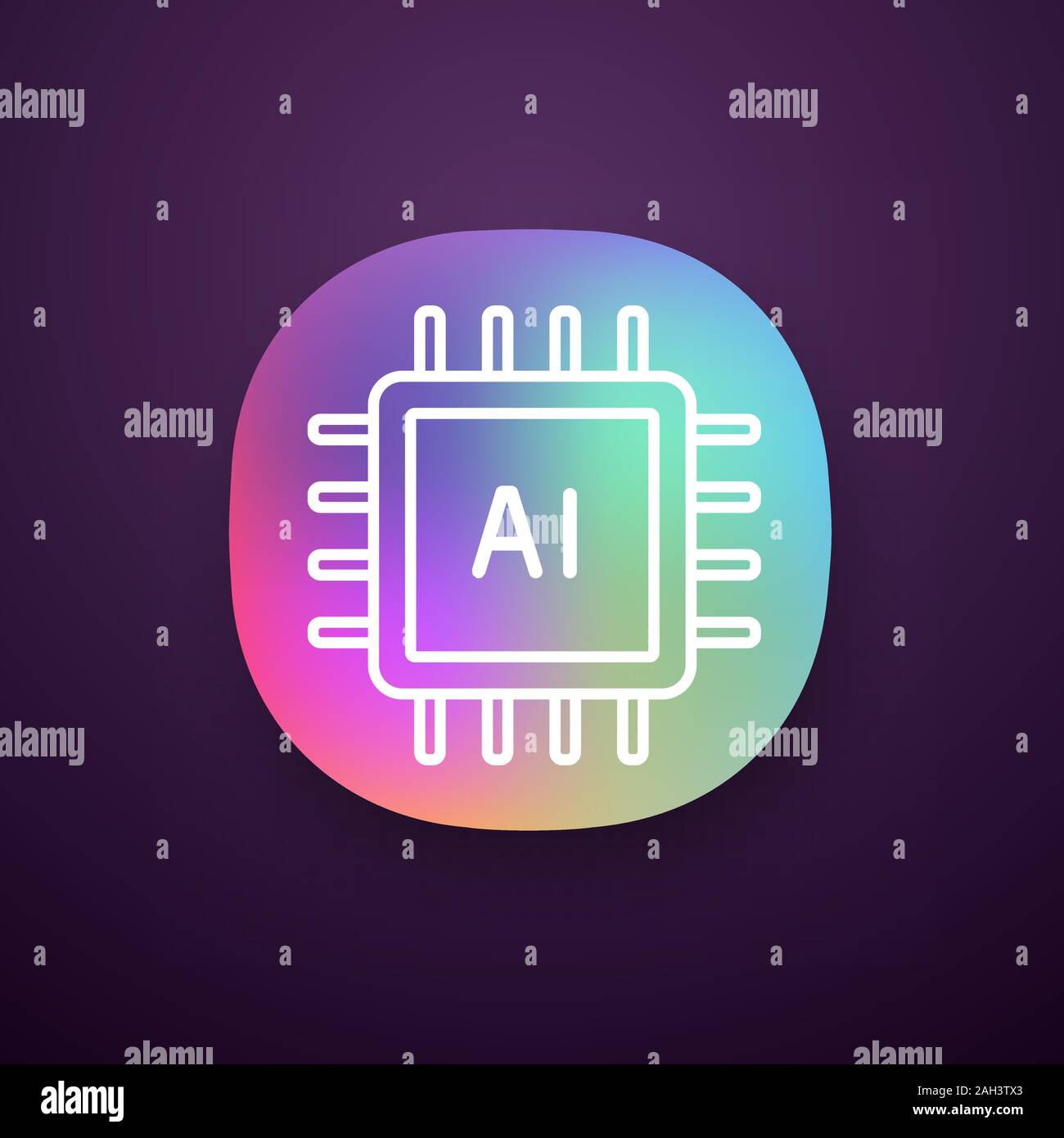Ai Processor App Icon Uiux Interface Microprocessor For Artificial Intelligence System