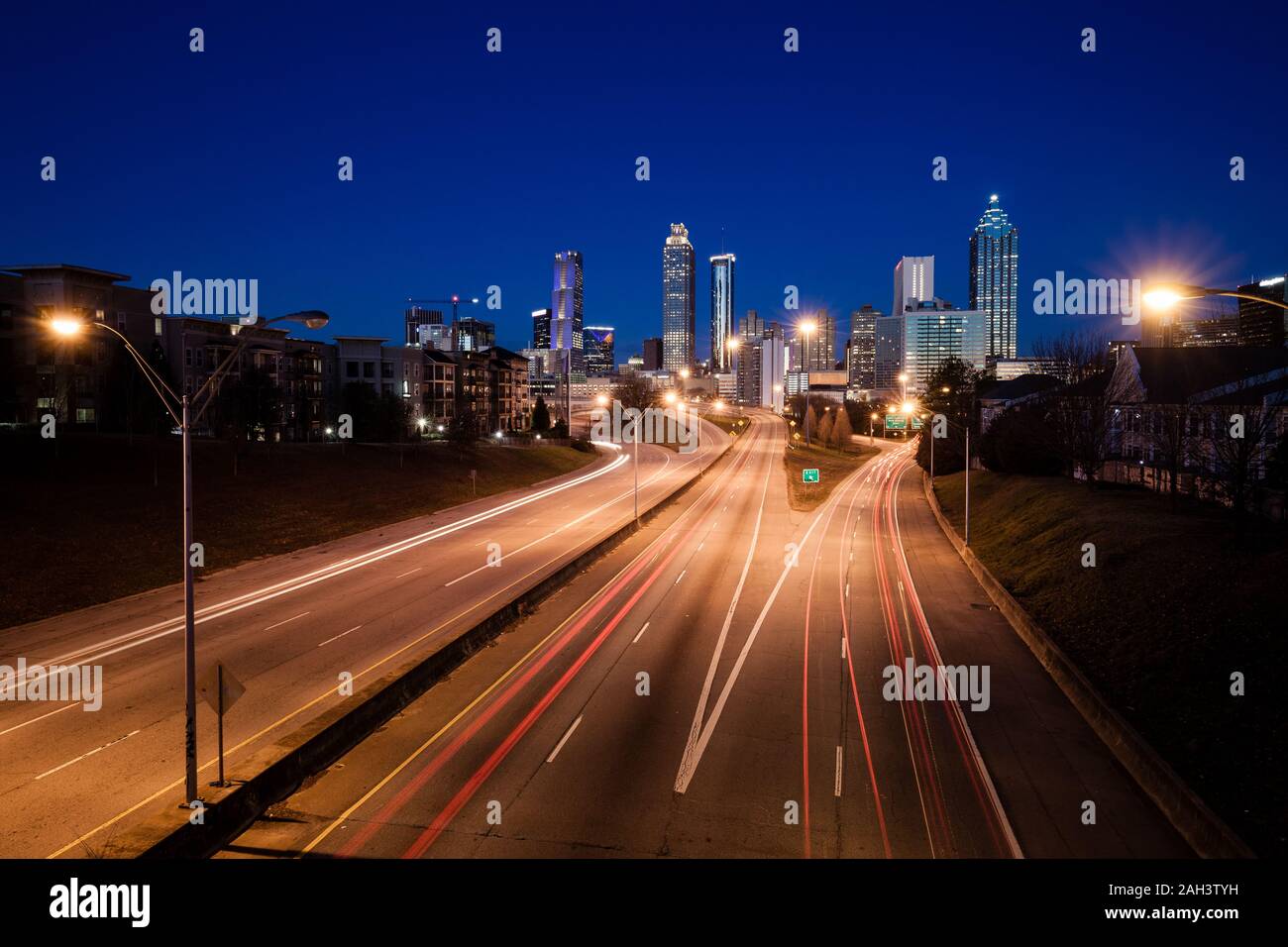 Atlanta city night panoramic view skyline, Georgia, USA Stock Photo - Alamy