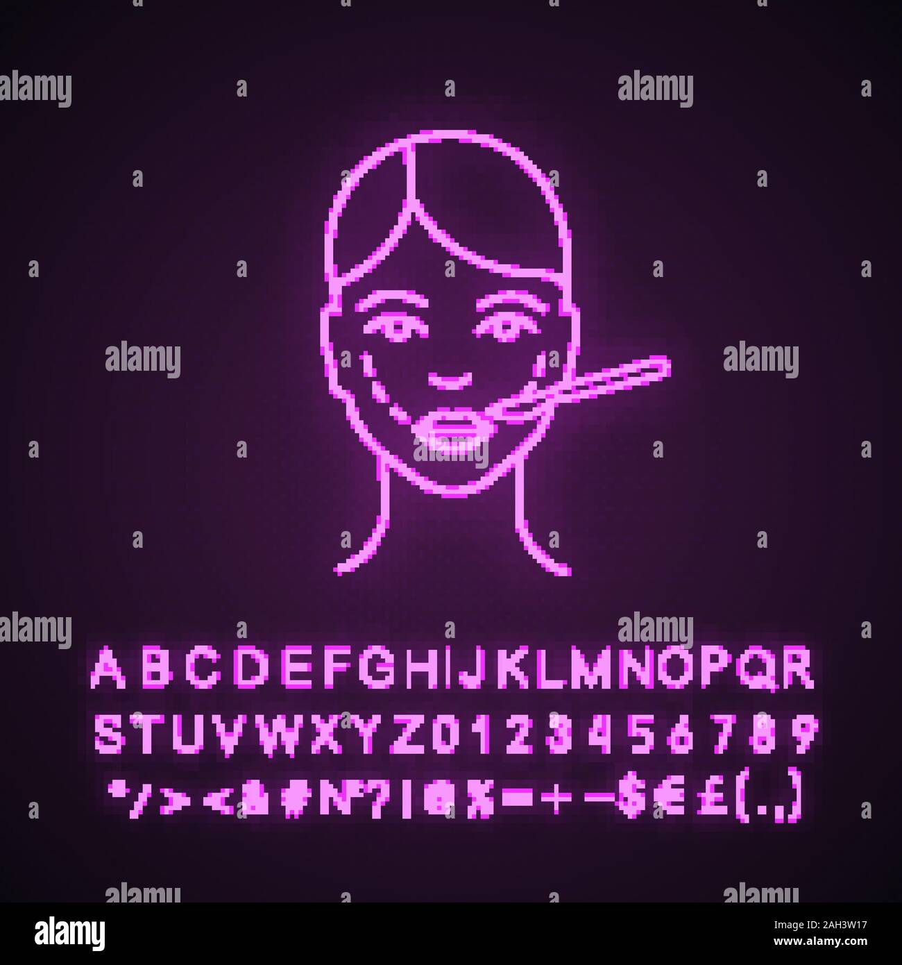 Cheek lift surgery neon light icon. Cheek augmentation implants ...