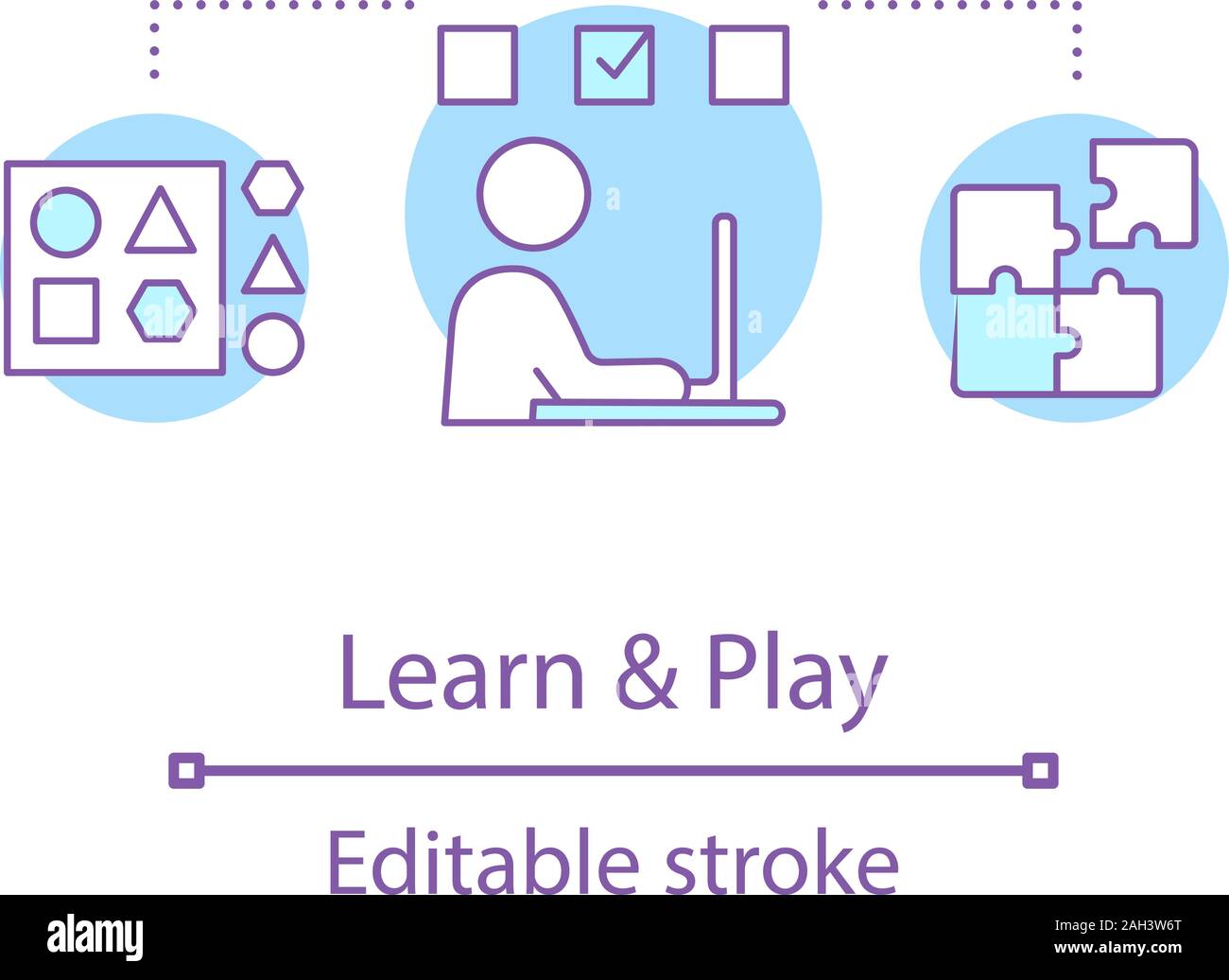 Learn and play concept icon. Educational games idea thin line ...