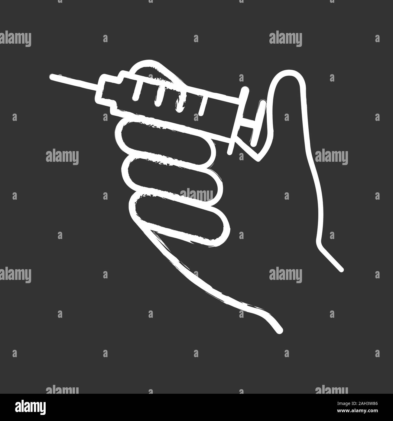Injection chalk icon. Hand holding syringe. Doctor’s hand. Neurotoxin ...