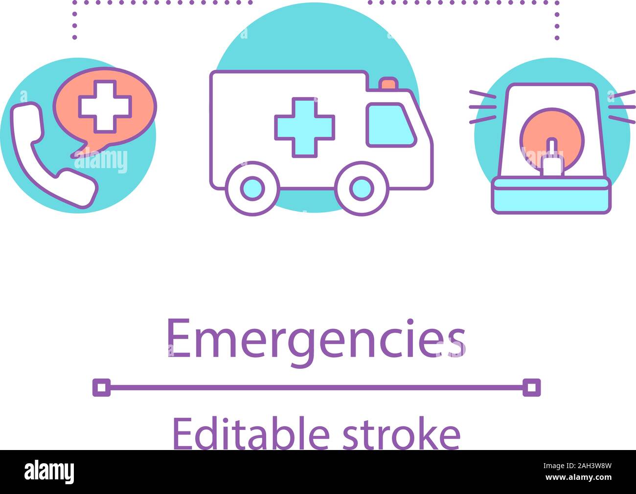 Emergencies concept icon. Ambulance idea thin line illustration ...