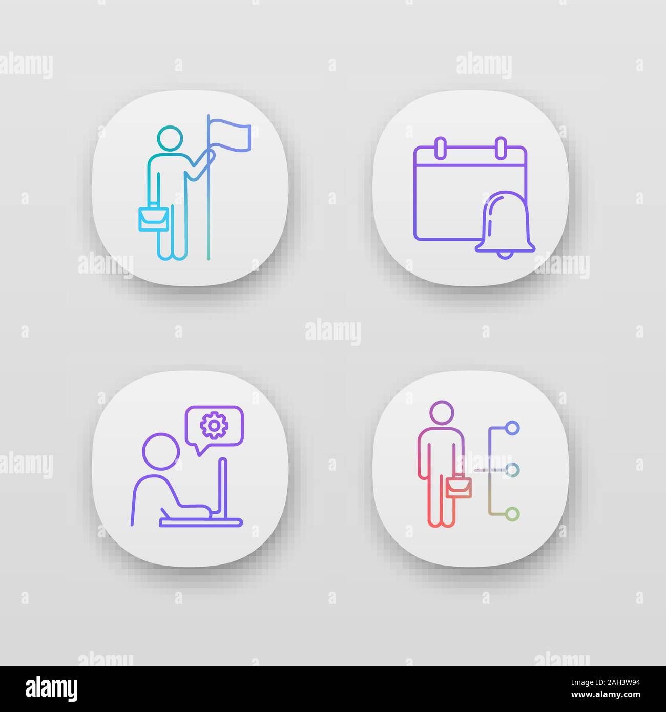 Business management app icons set. UI/UX user interface. Achievement ...