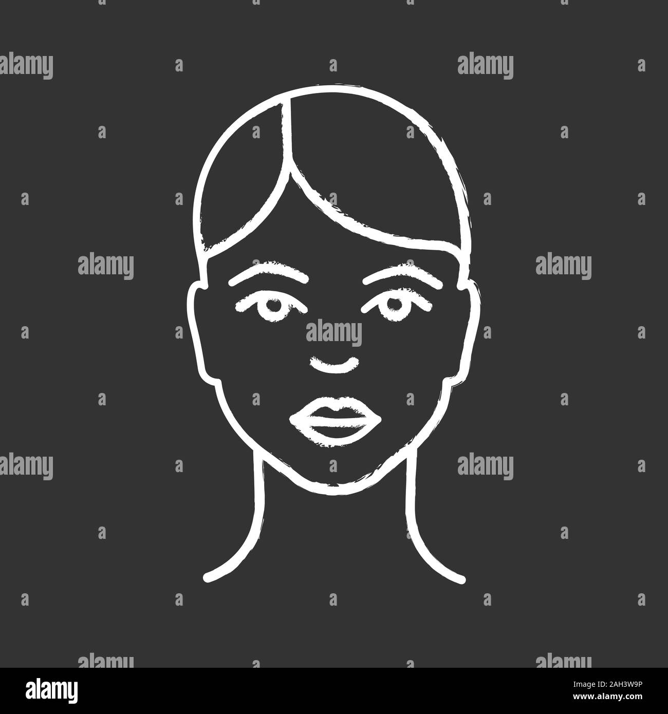 Woman face chalk icon. Young and healthy skin. Lady. User profile ...