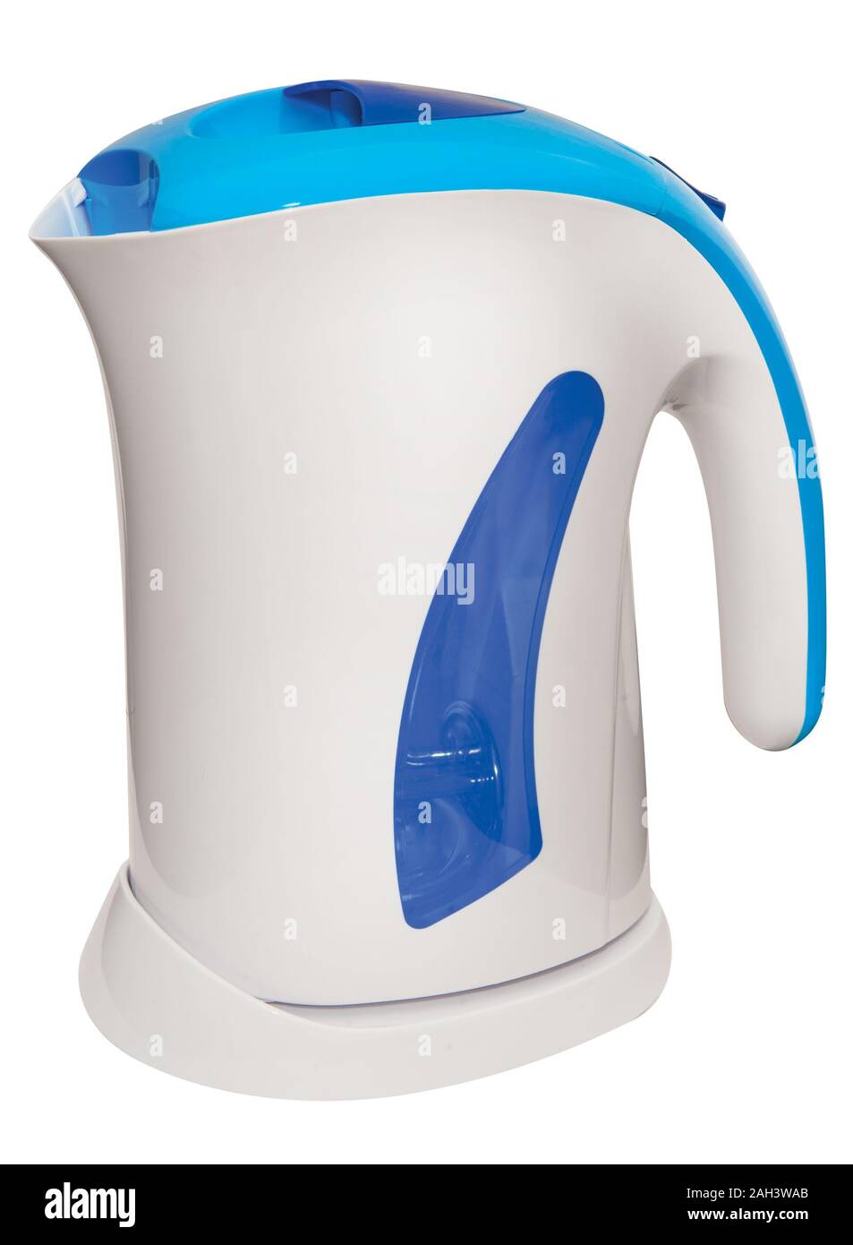 Blue-white electric kettle on a white background Stock Photo - Alamy