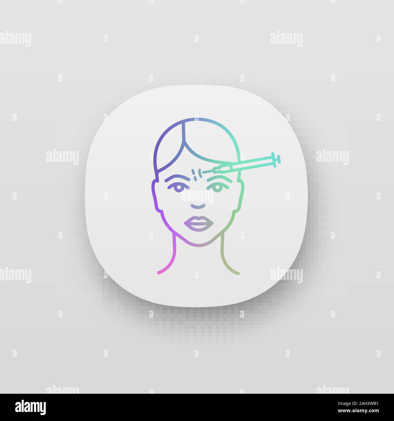 Forehead neurotoxin injection app icon. Frown lines anti wrinkle ...