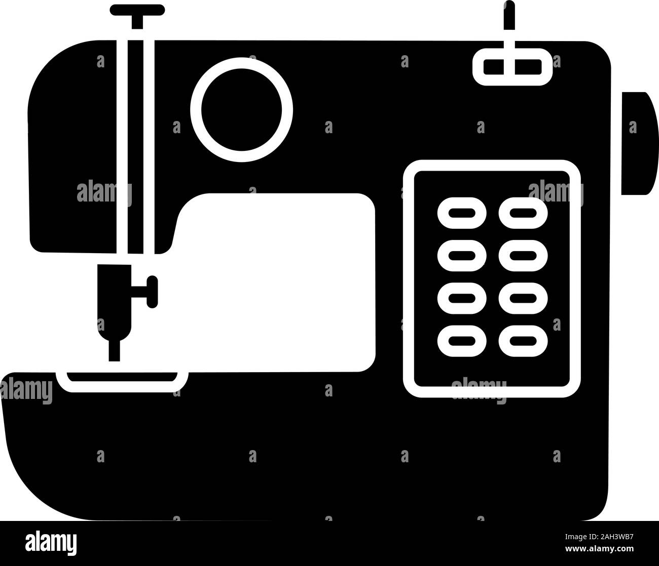 Sewing machine glyph icon. Tailoring. Silhouette symbol. Negative space ...