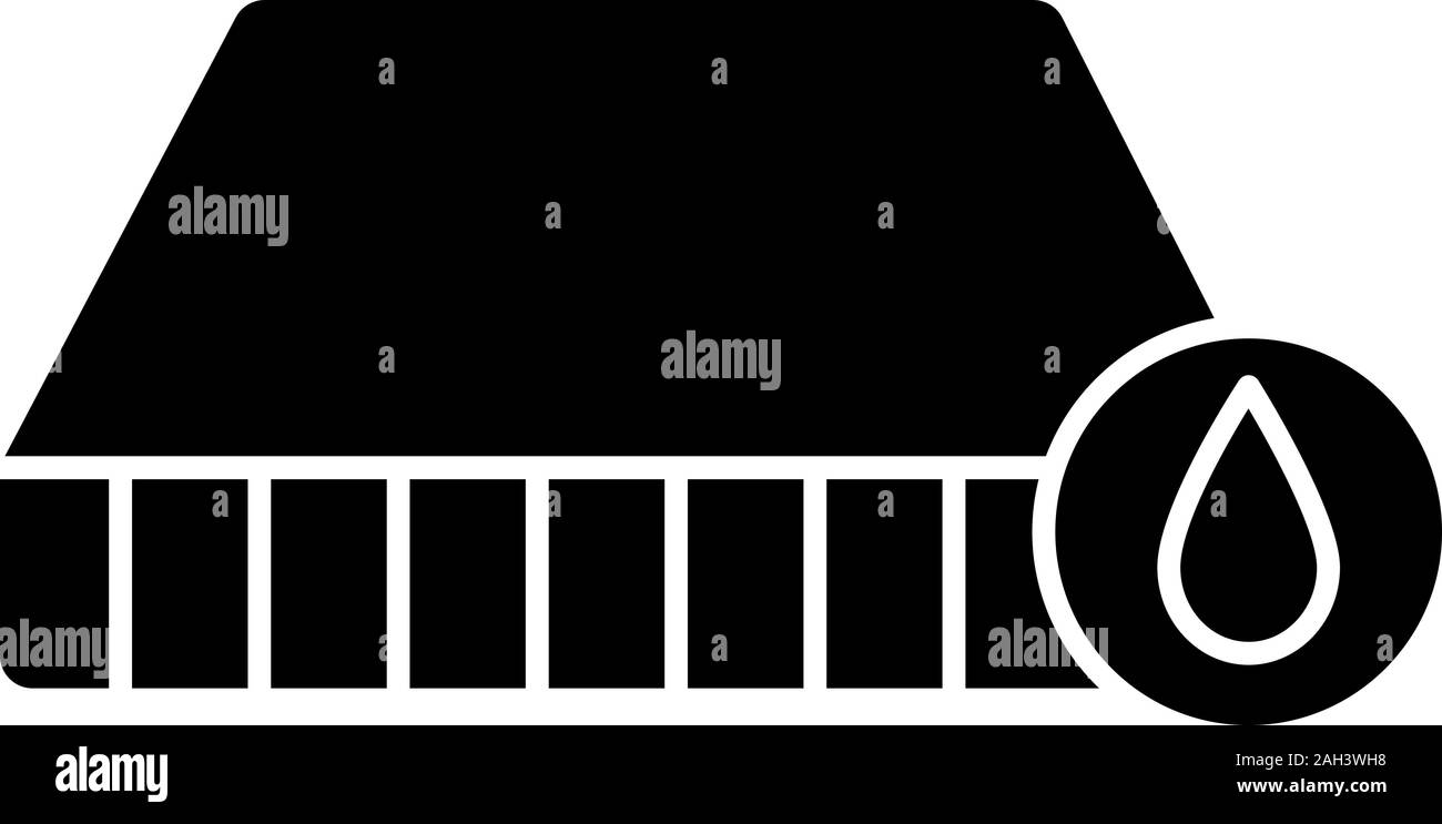 Waterproof mattress glyph icon. Silhouette symbol. Moisture absorbing ...