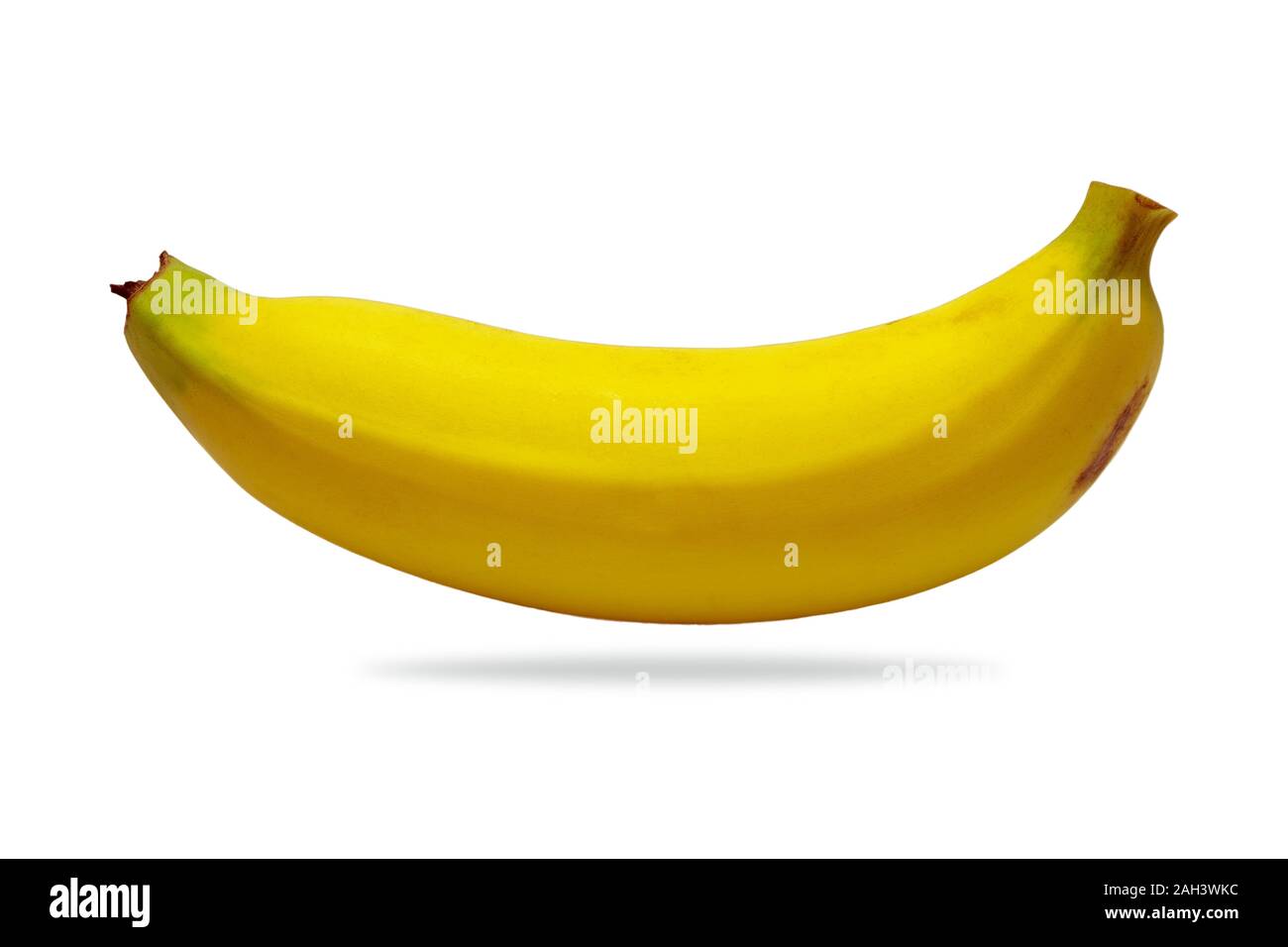 Single Yellow ripe bananas sweet fruit isolated on white background and ...