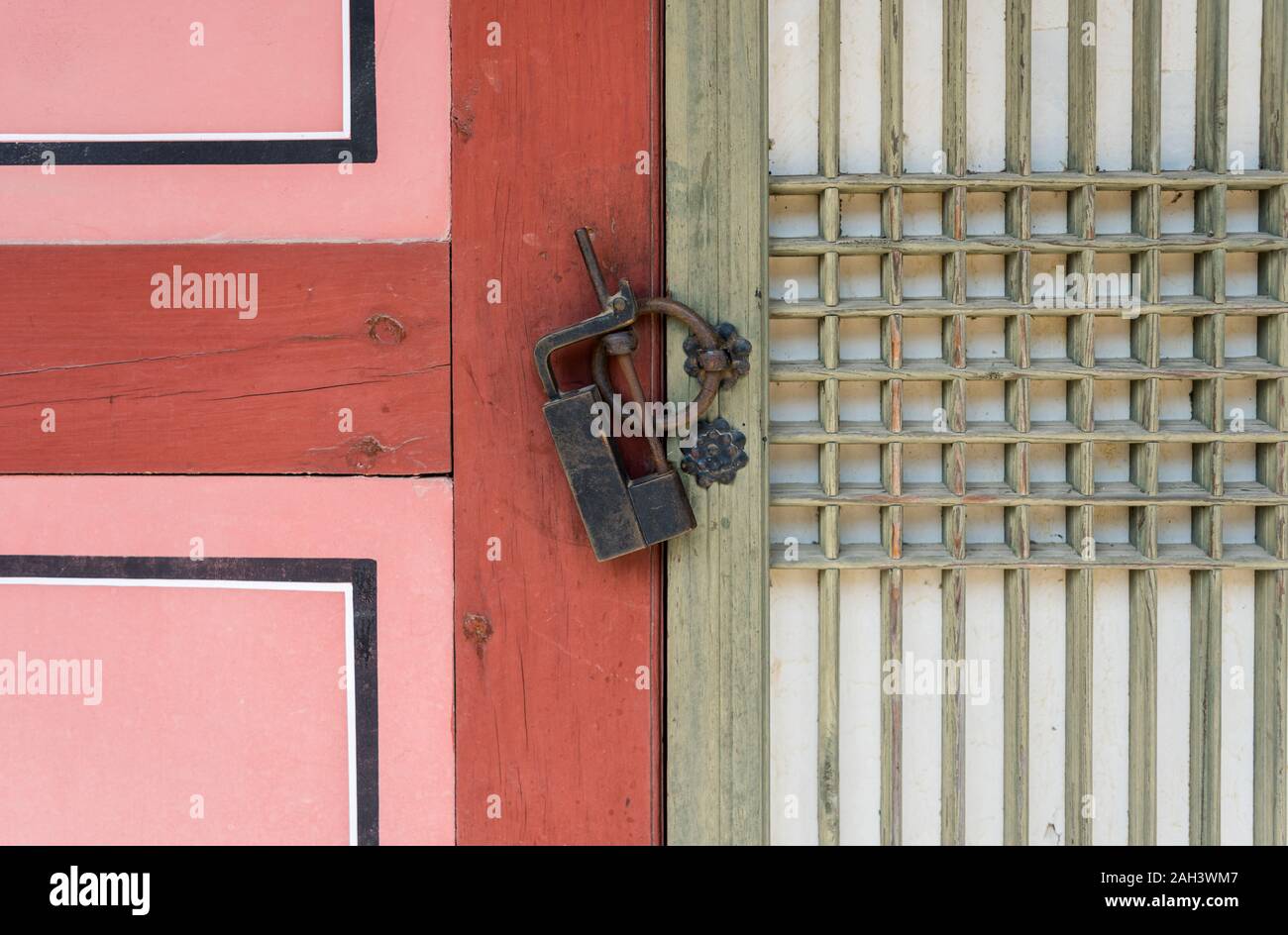 Door lock of Hwaseong Haenggung Palace, the ornate residential palace ...