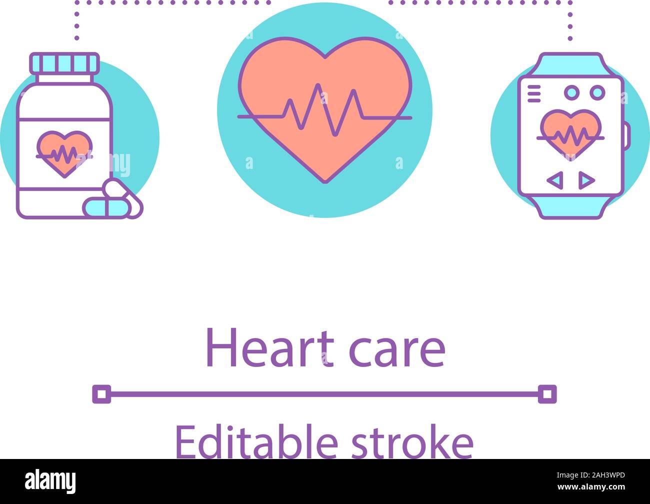 Heart care concept icon. Cardiology idea thin line illustration ...