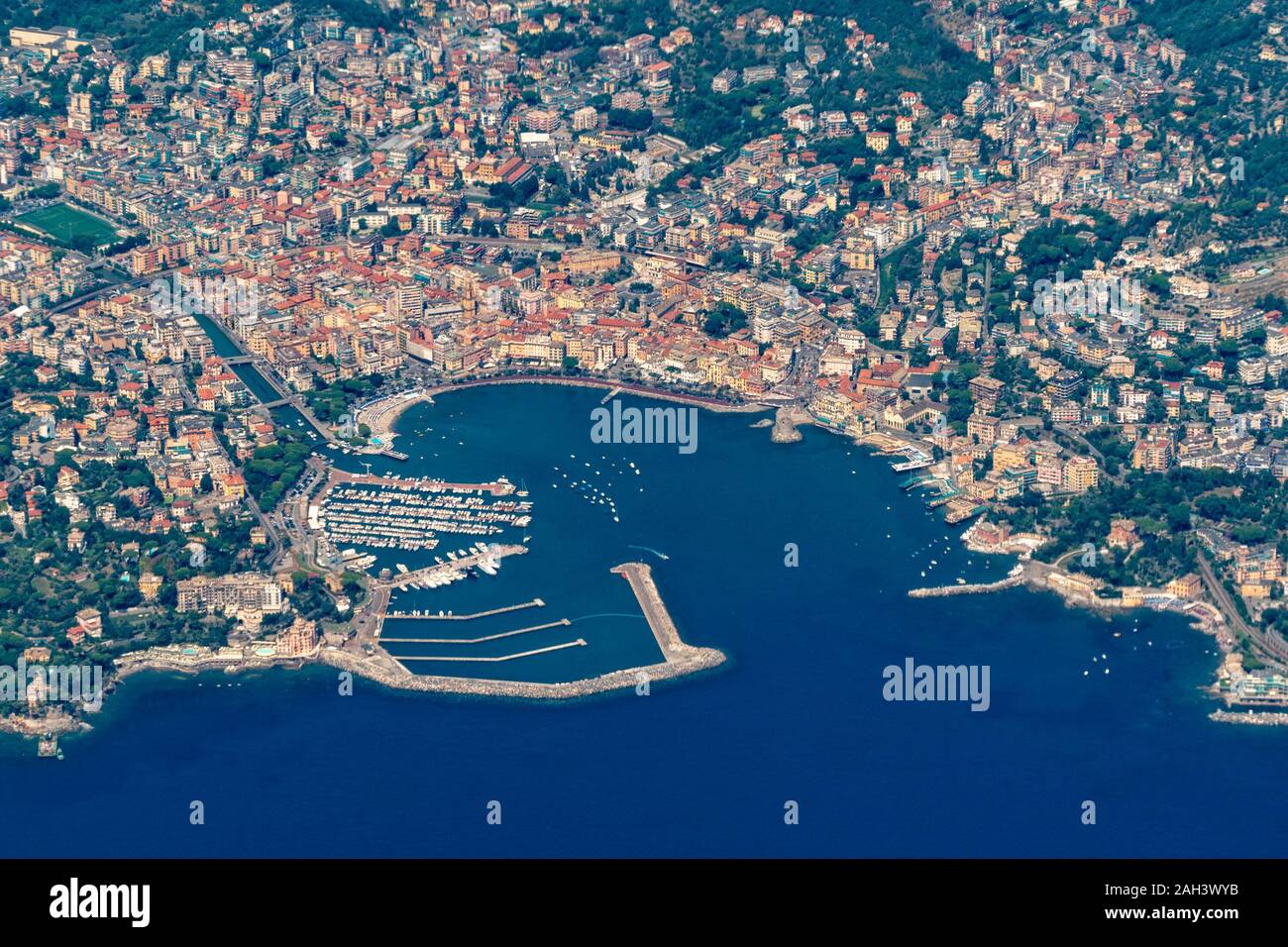 rapallo italy aerial view panorama landscape Stock Photo - Alamy