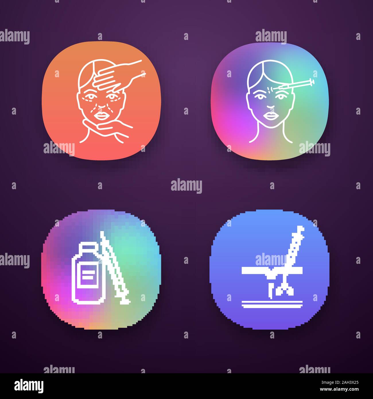 Neurotoxin injection app icons set. UI/UX user interface. Cosmetologist ...