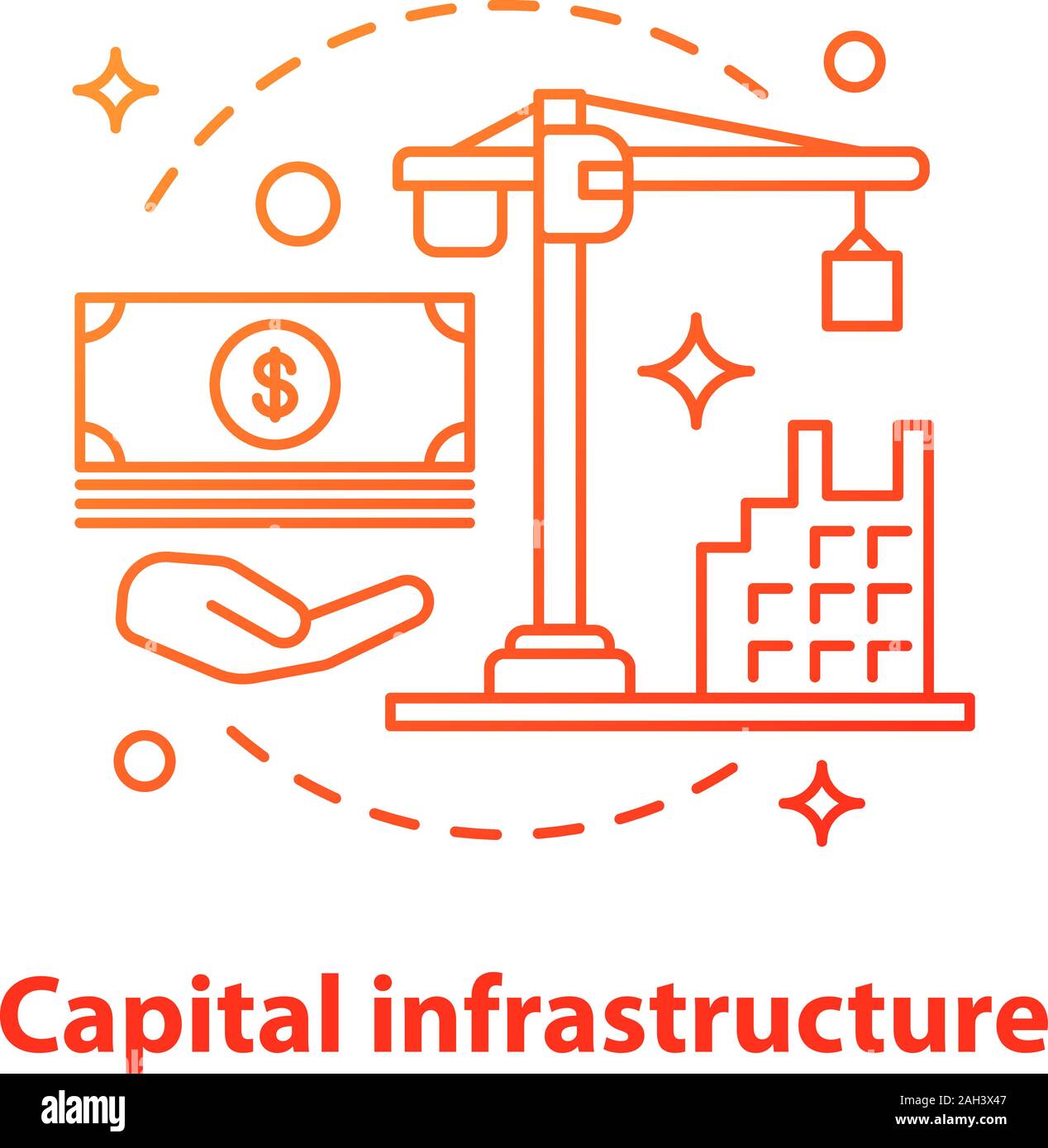 Capital infrastructure concept icon. Building development idea thin ... Capital infrastructure concept icon. Building development idea thin ...