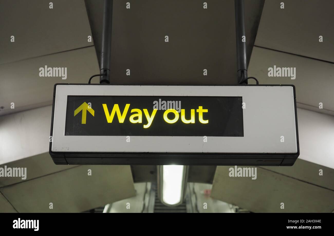 Way out sign london underground hi-res stock photography and images - Alamy