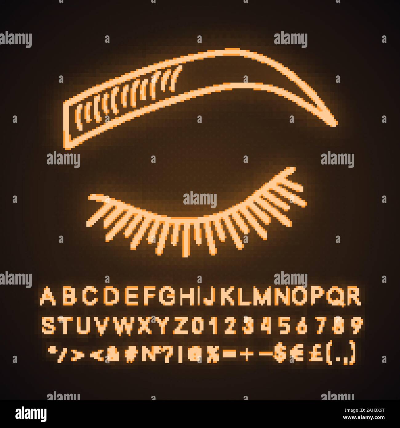 Microblading eyebrows neon light icon. Eyebrows tinting. Permanent ...