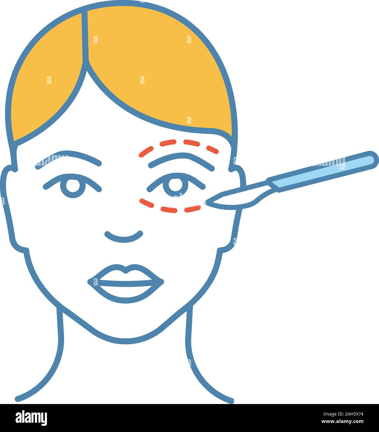 Blepharoplasty color icon. Eyelid plastic surgery. Eye lift surgery ...