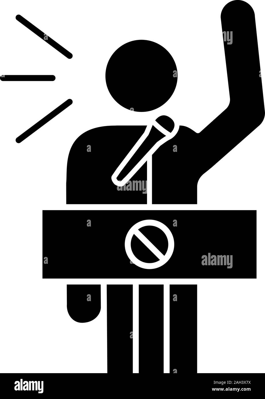 Protester speech glyph icon. Political protest. Political or social ...