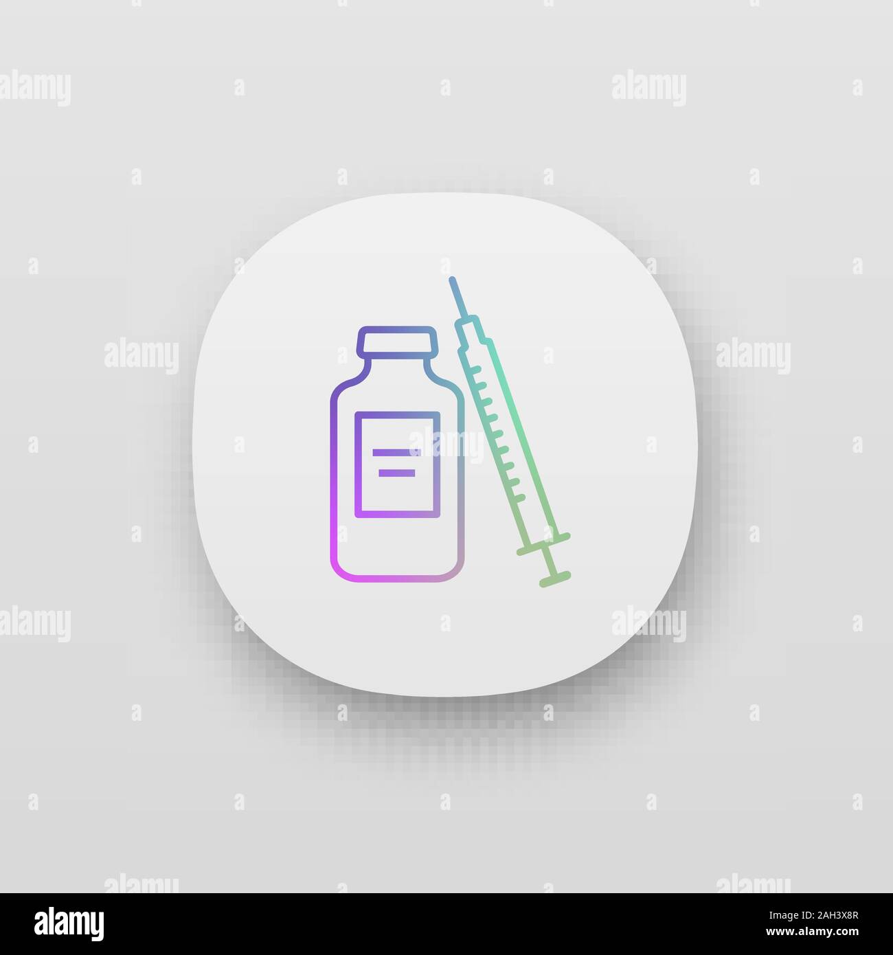 Medicine vial and syringe app icon. Neurotoxin injection. Medications ...