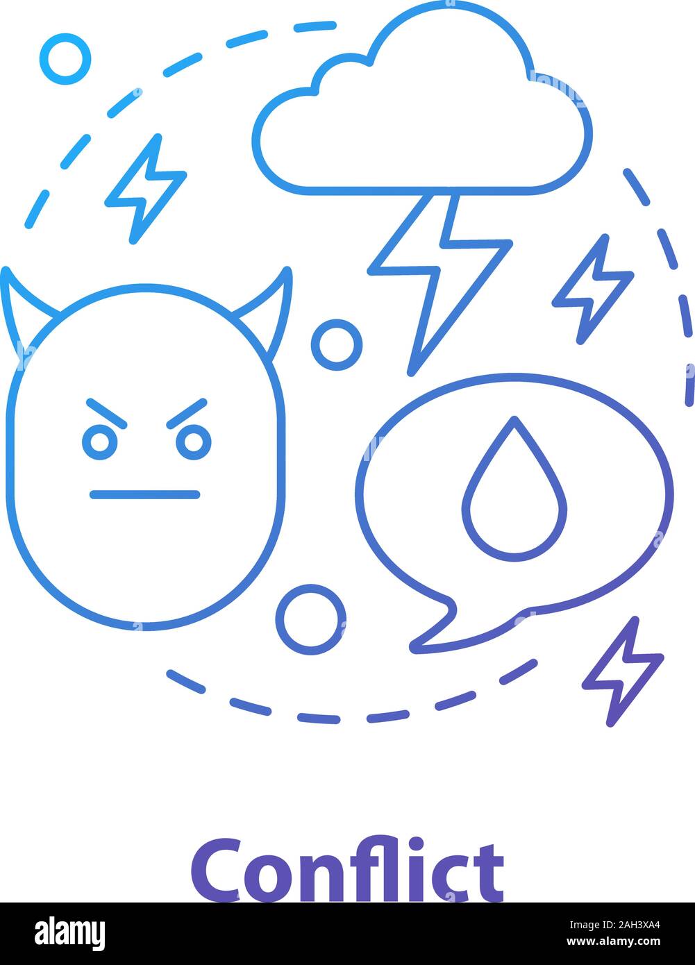 Conflict concept icon. Anger, bad mood. Stress. Disagreement idea thin ...