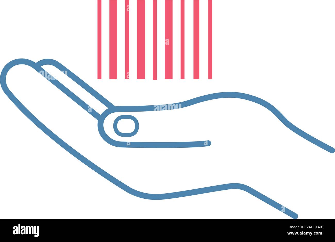Hand holding barcode color icon. One dimensional code. Barcode ...