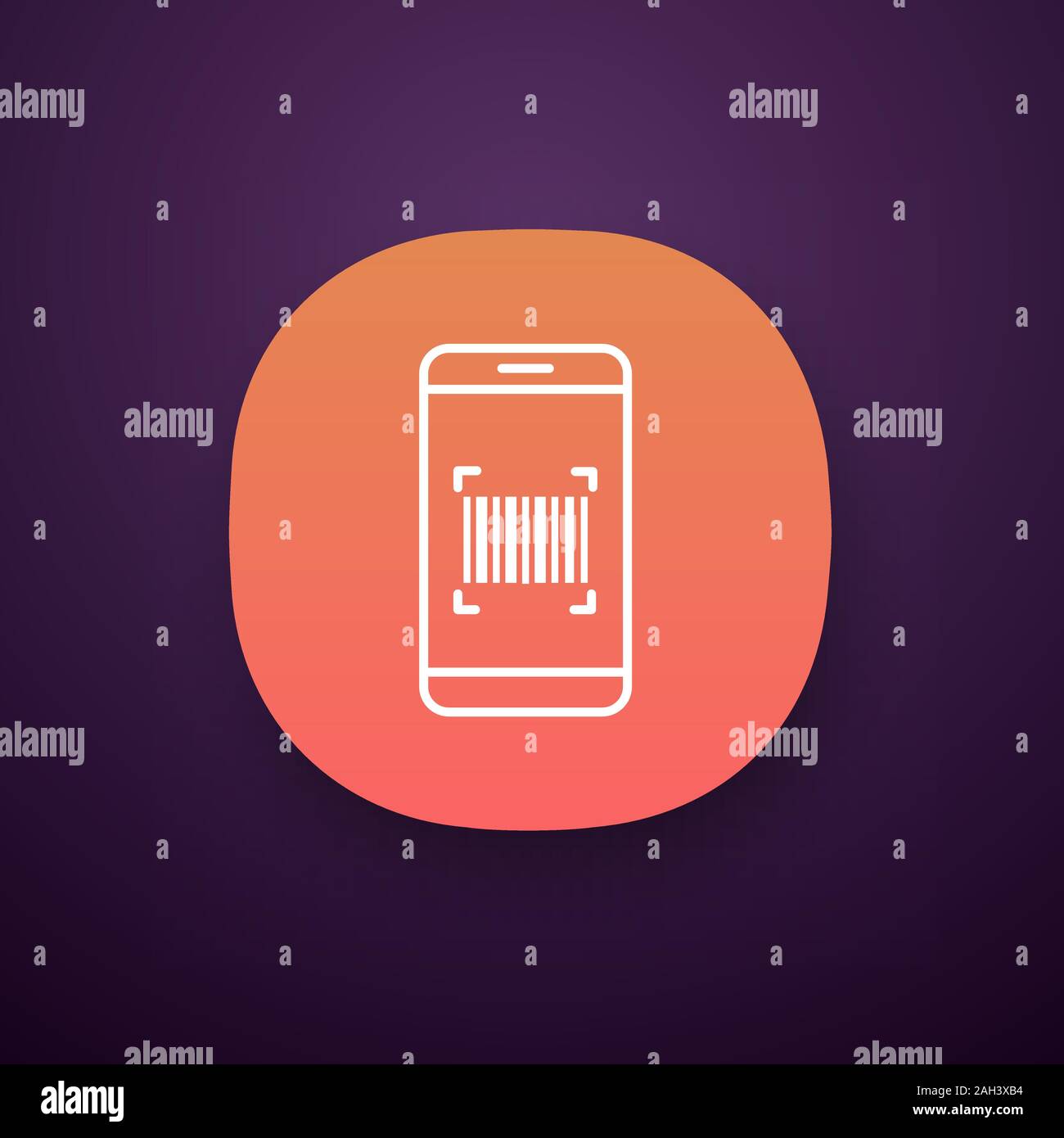Barcode scanning app icon. Smartphone reading linear barcode. One ...
