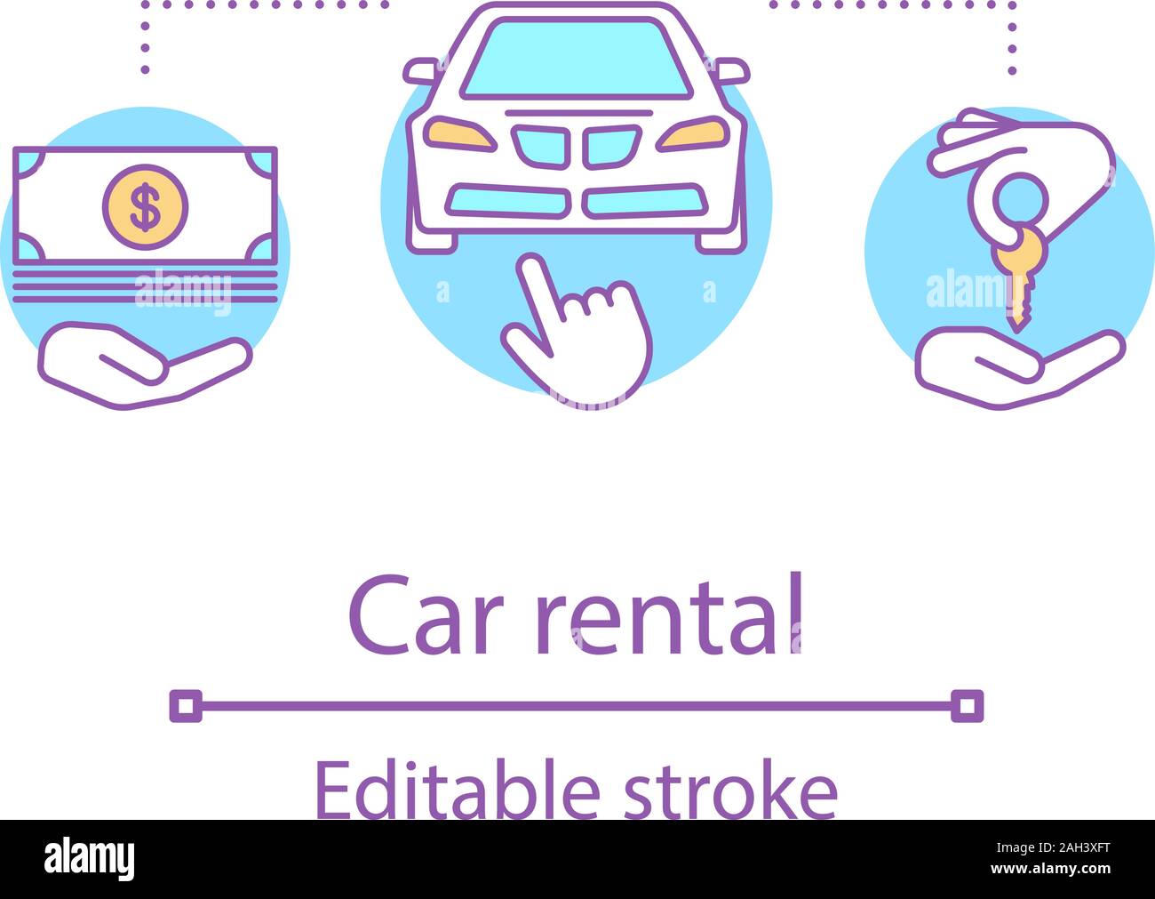 Car rental concept icon. Rent a car idea thin line illustration. Auto ...