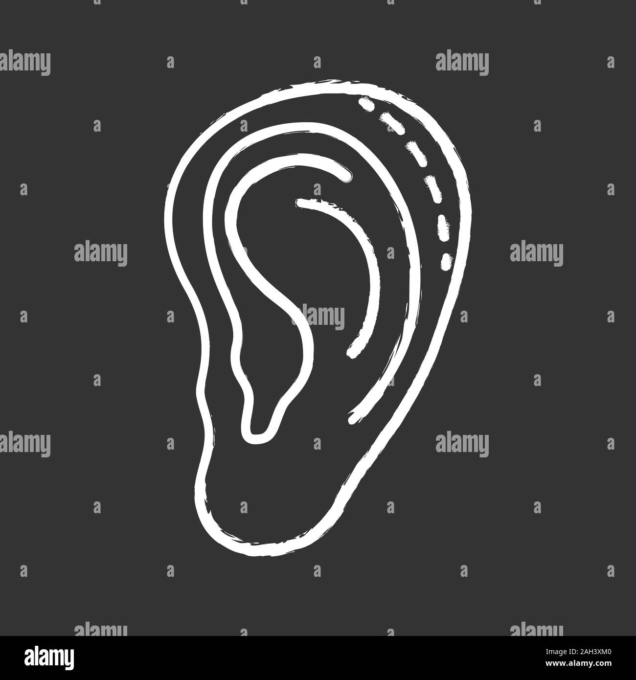 Ear plastic surgery chalk icon. Otoplasty. Ear reshaping and ...