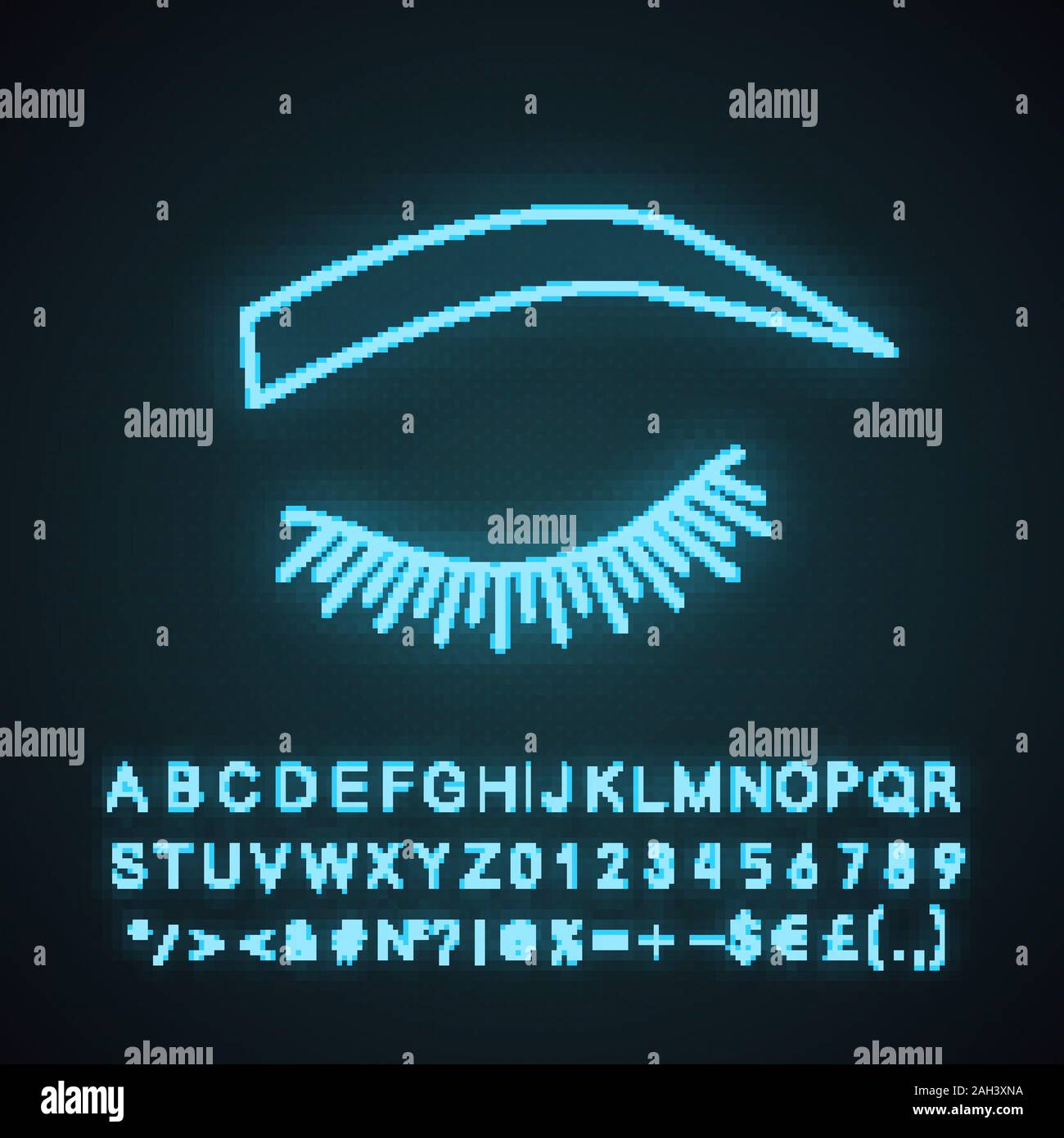 Soft arched eyebrow shape neon light icon. Rounded, curved eyebrows ...