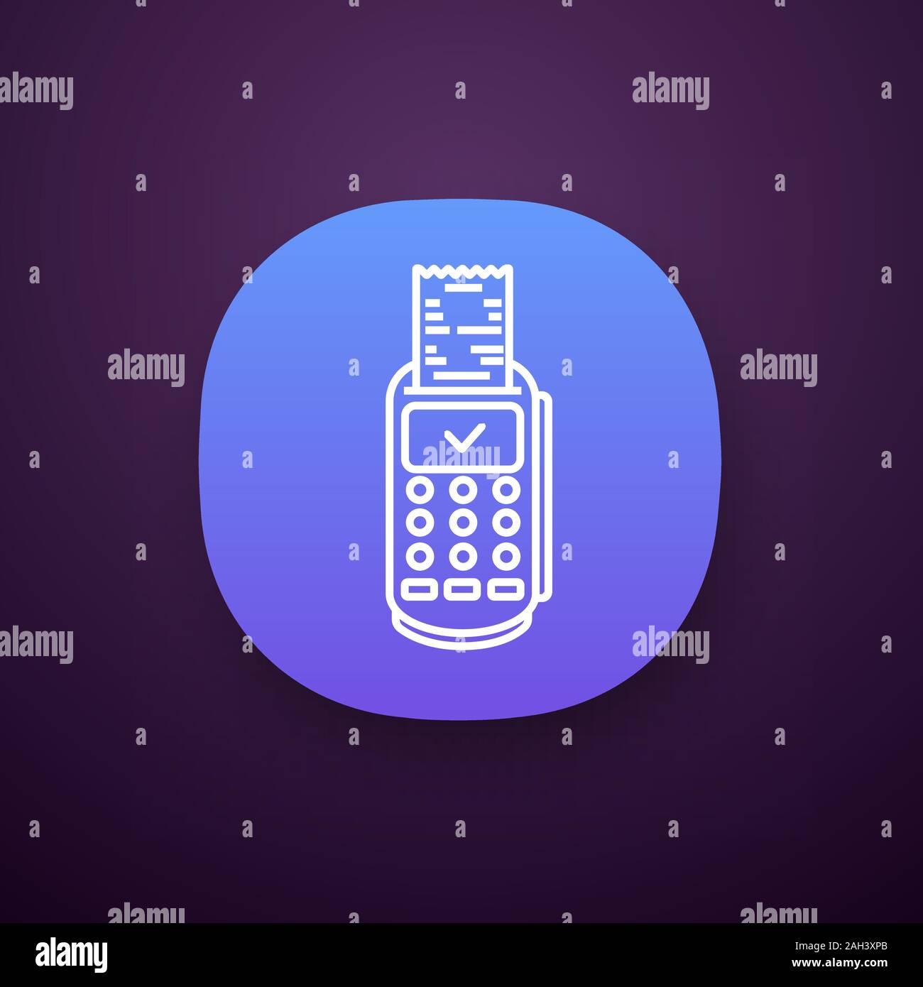 Payment terminal receipt app icon. Successful POS terminal transaction ...