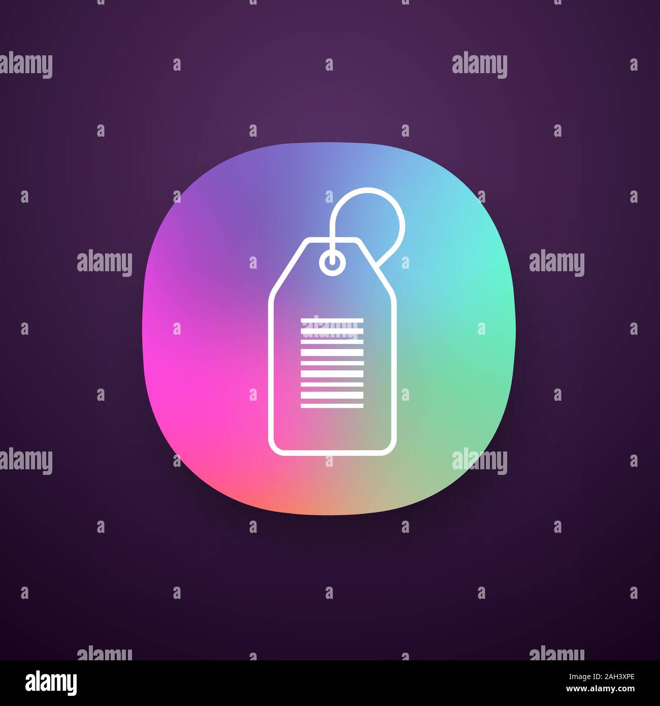 Barcode label app icon. UI/UX user interface. Linear bar code tag. Serial number. Store label ...