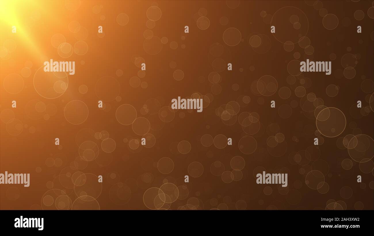 Flying round spots in the rays of a warm light source, computer ...