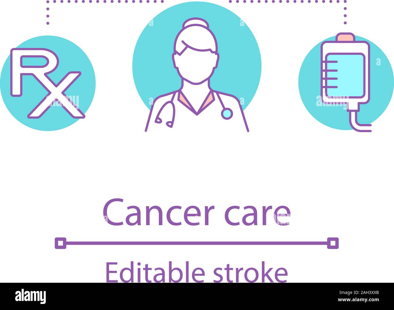 Cancer care concept icon. Oncology idea thin line illustration ...