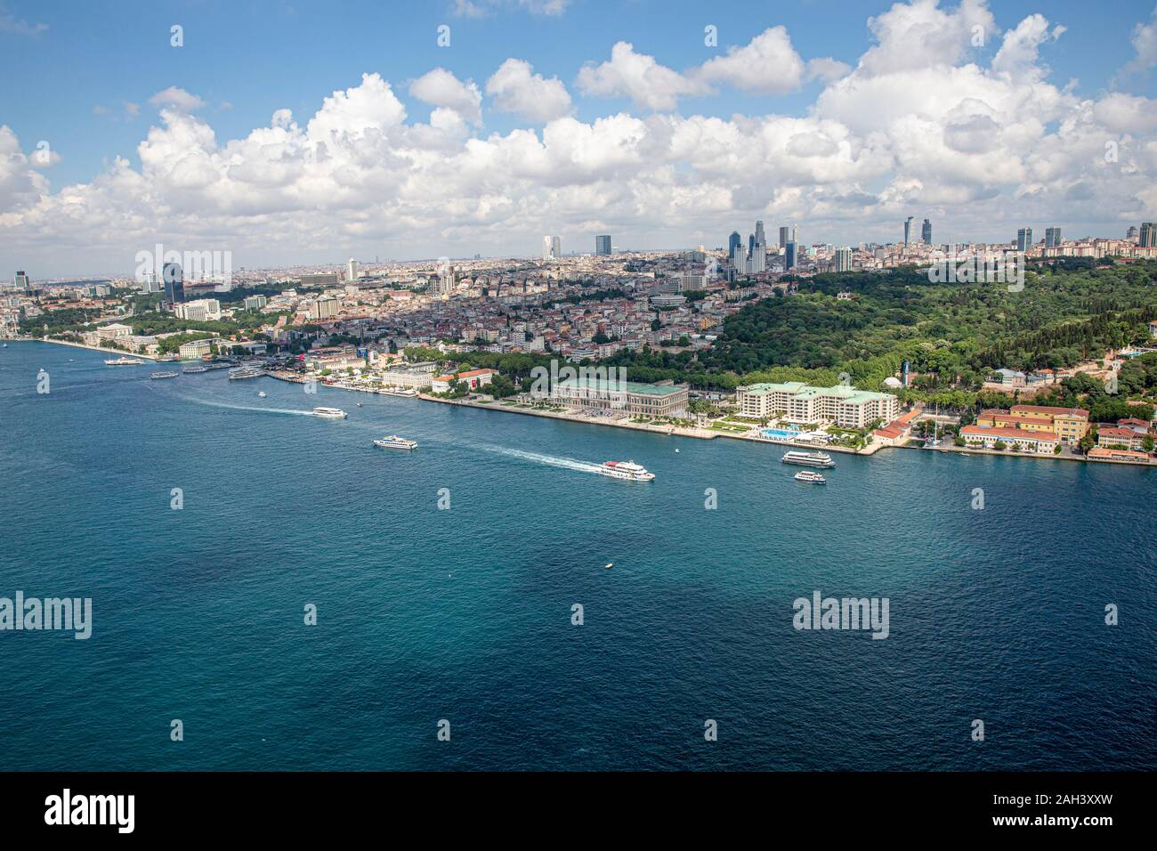 Istanbul, Turkey - June 9, 2013; Istanbul landscape from helicopter ...