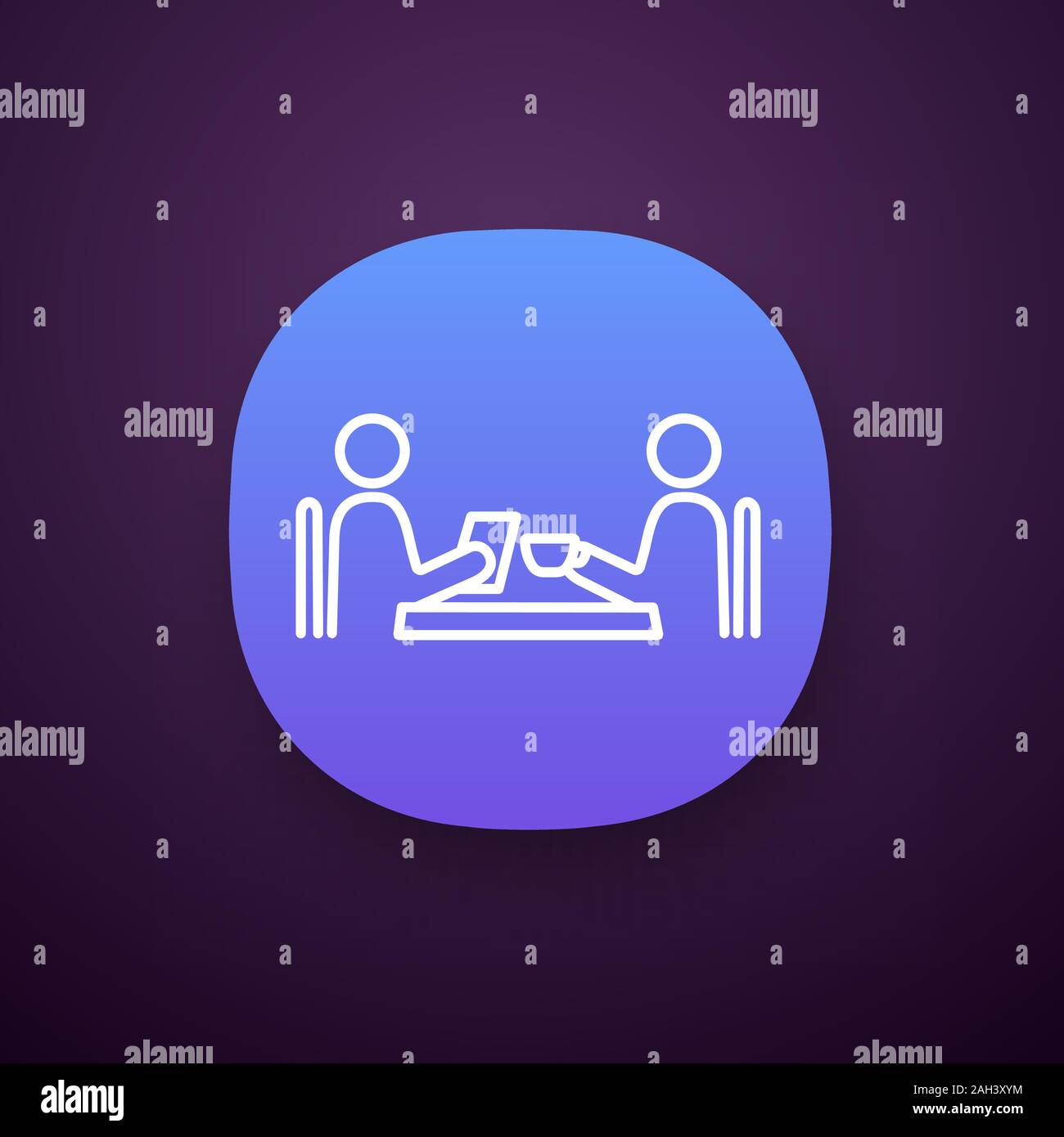 Business lunch app icon. Coffee interview. Colleagues, friends ...
