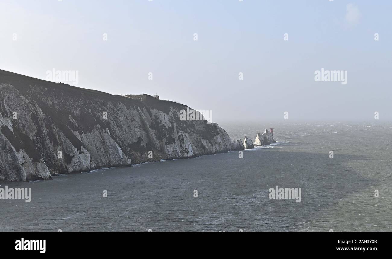 The Needles. United Kingdom. 24 December 2019. The Needles seen from ...