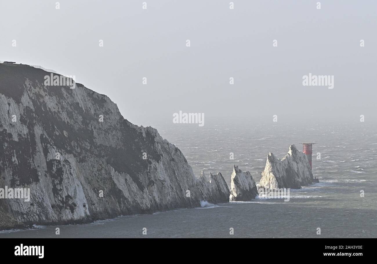 The Needles. United Kingdom. 24 December 2019. The Needles seen from ...