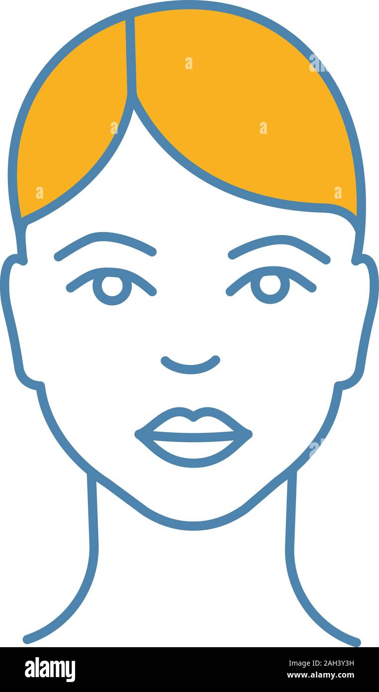 Woman face color icon. Young and healthy skin. Lady. User profile ...