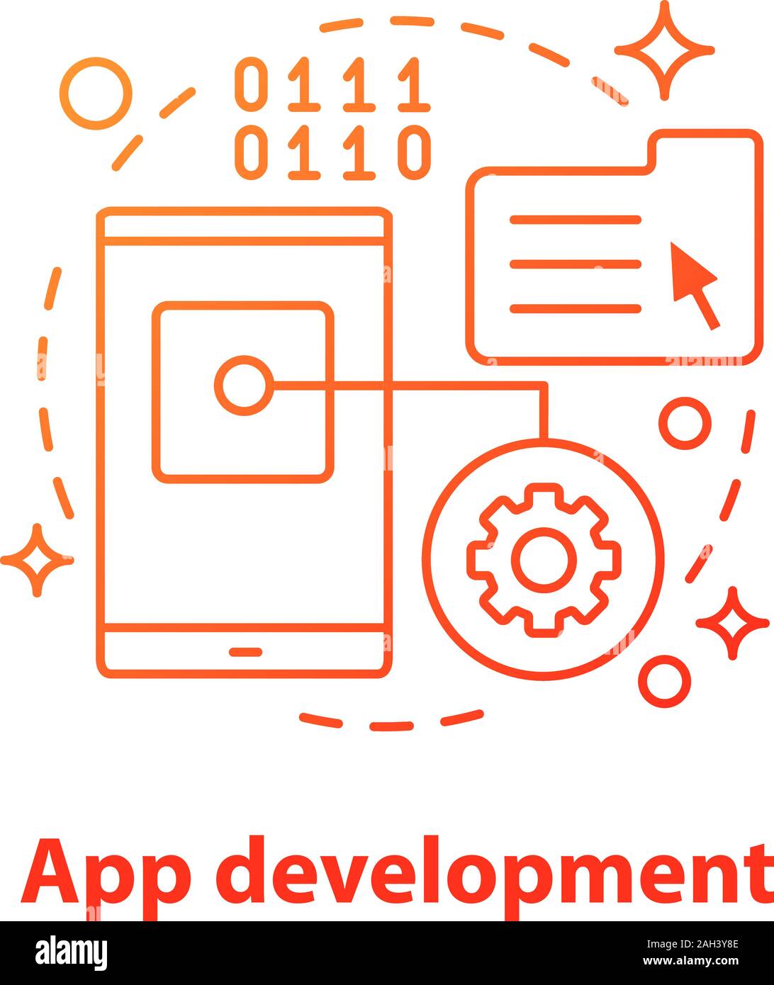 App development concept icon. Digital technology idea thin line ...