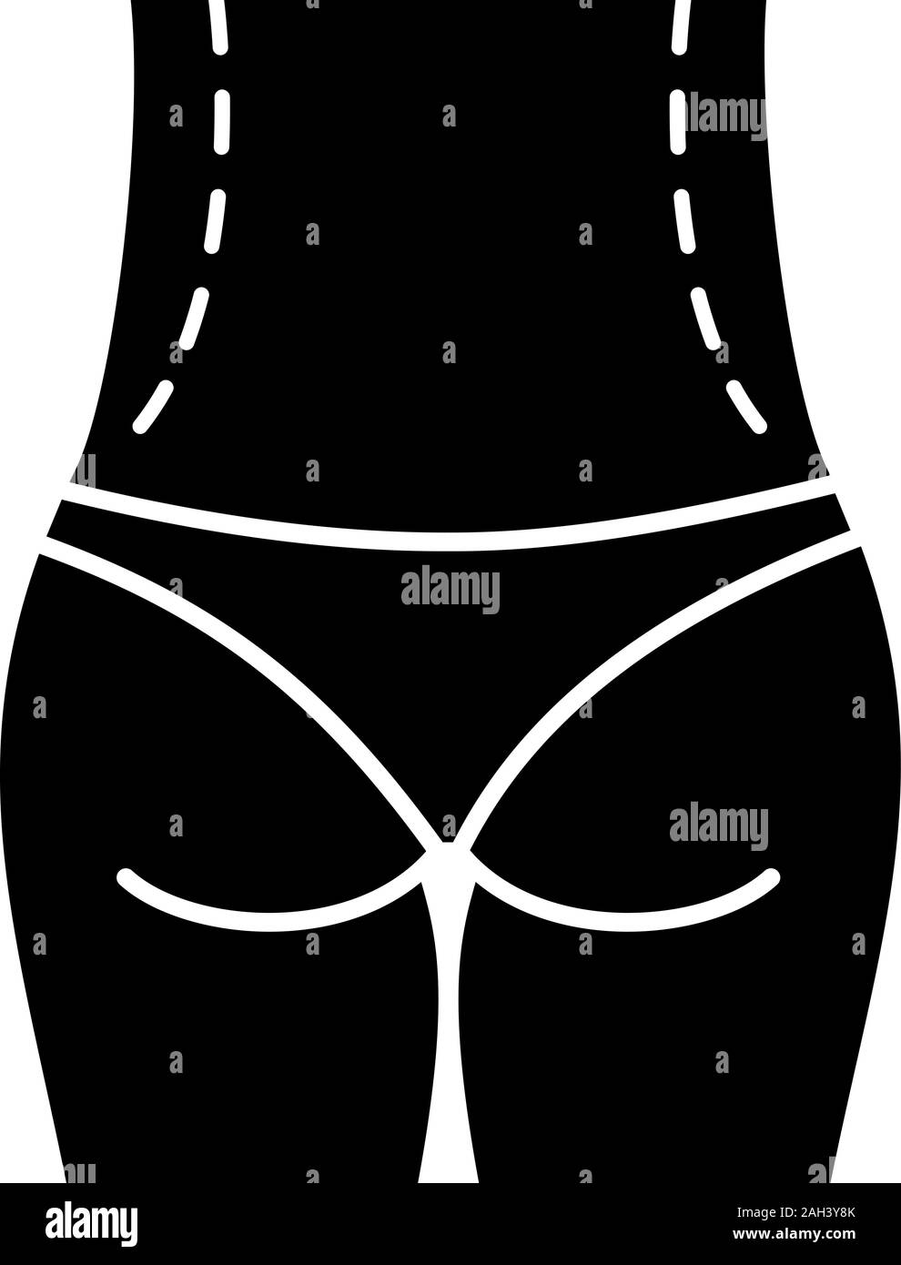 Waist correction surgery glyph icon. Flanks liposuction. Waist ...