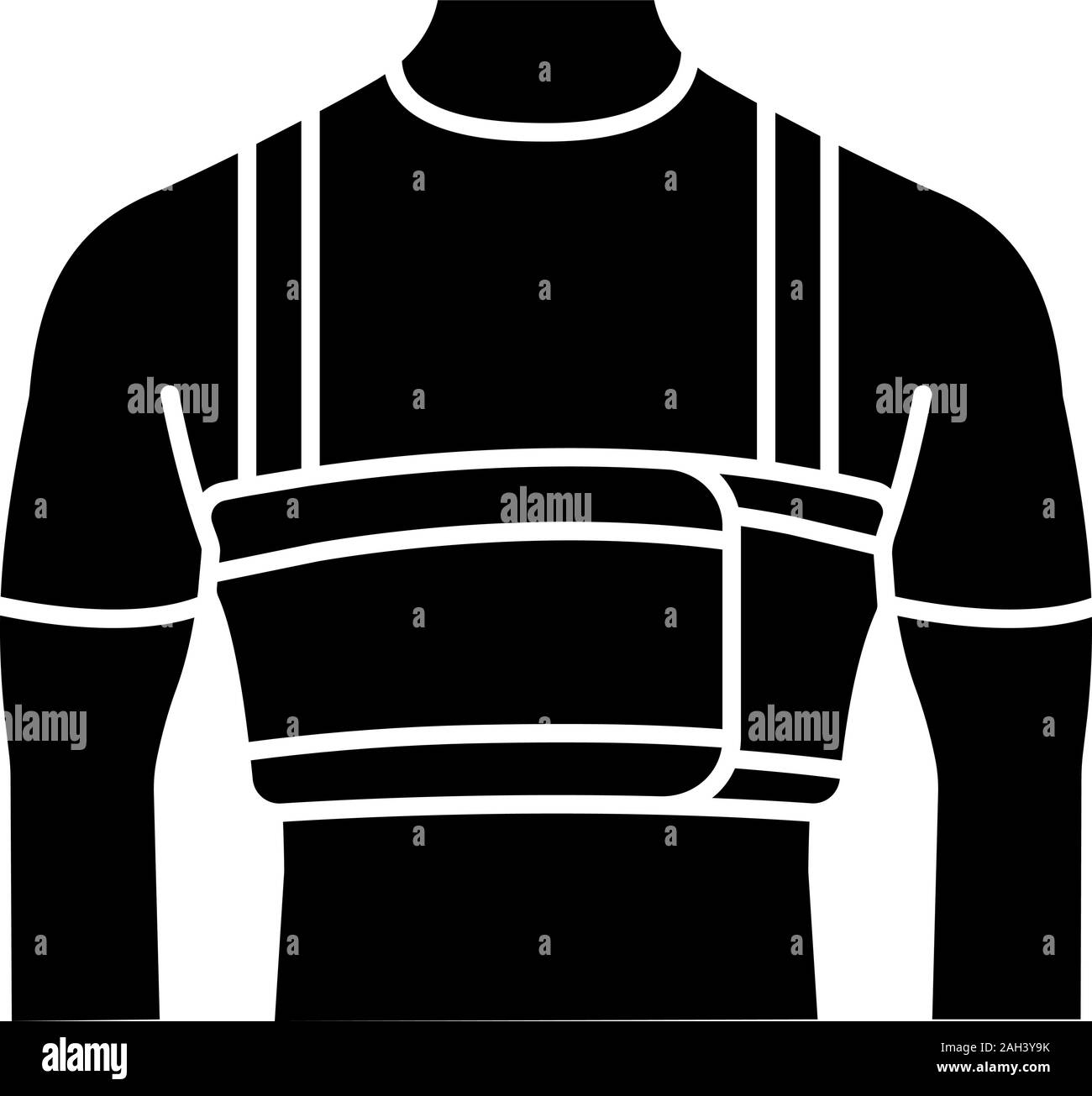 Surgical men’s rib belt glyph icon. Male post surgery chest binder ...