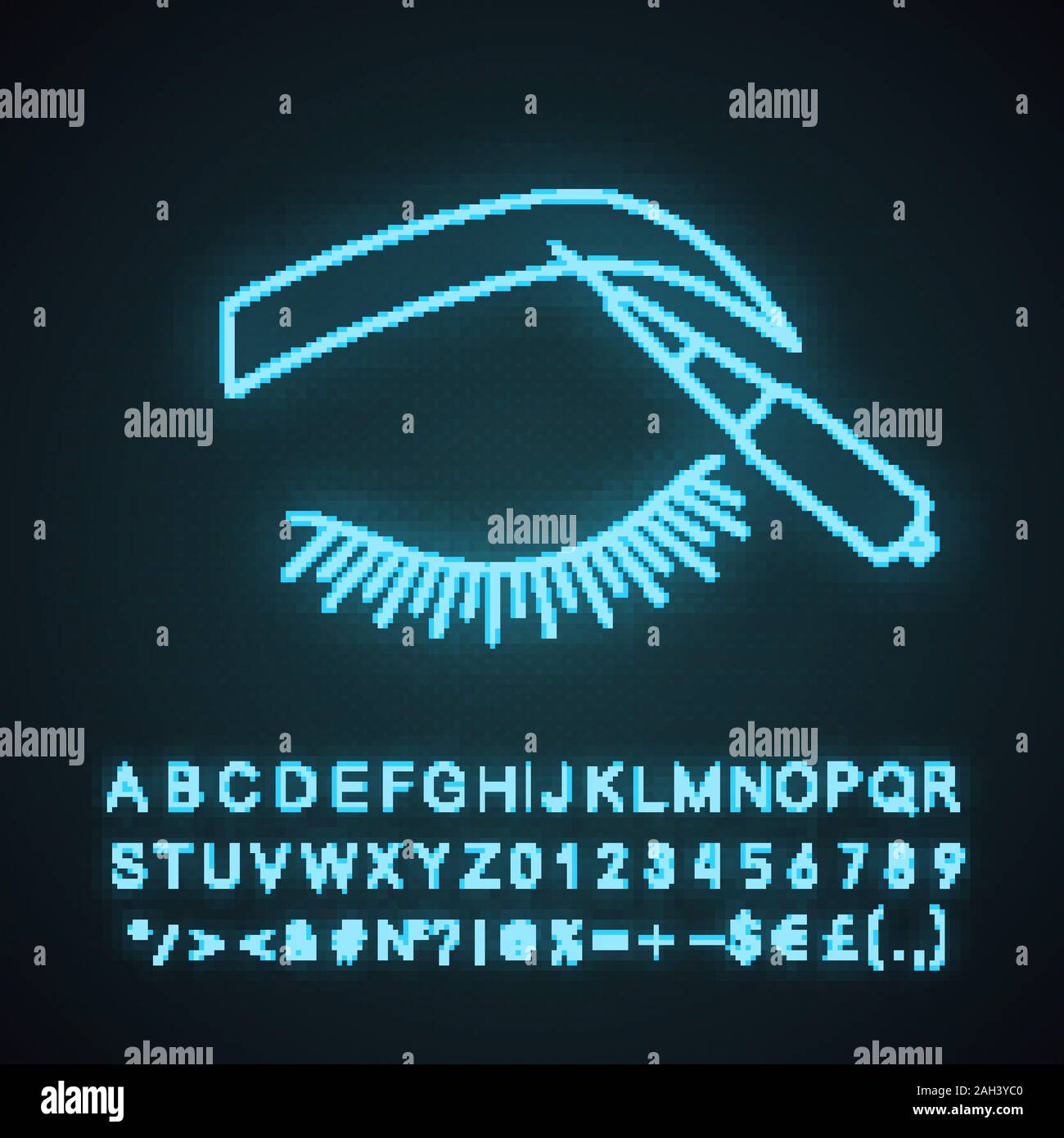 Microblading eyebrows neon light icon. Microblading pen tool. Eyebrows ...