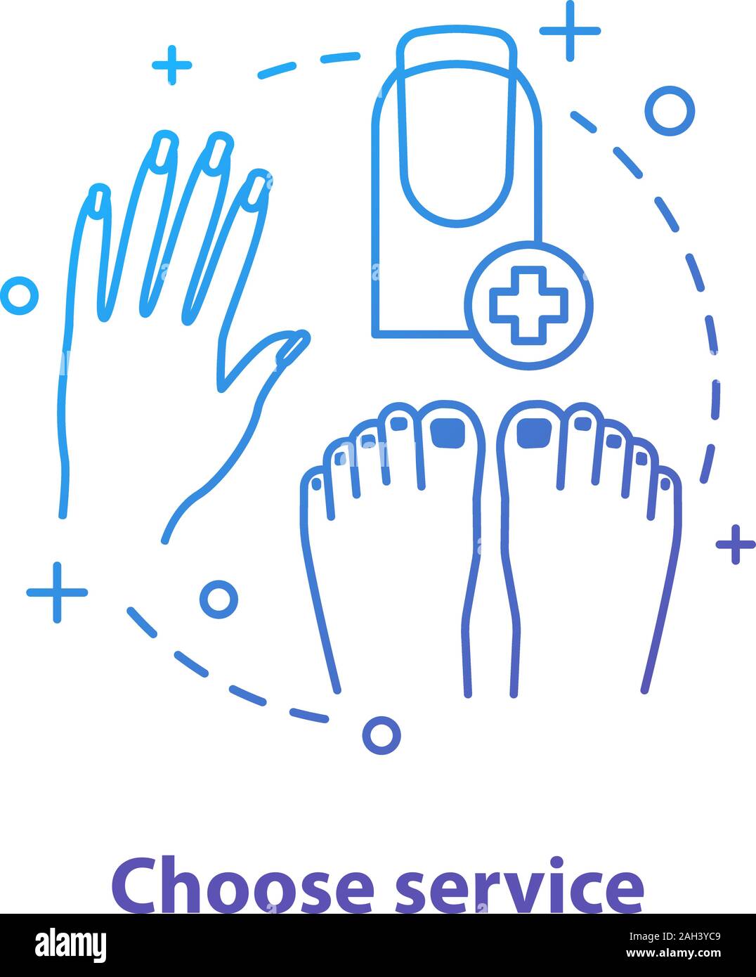 Choosing nail service concept icon. Manicure, pedicure idea thin line ...