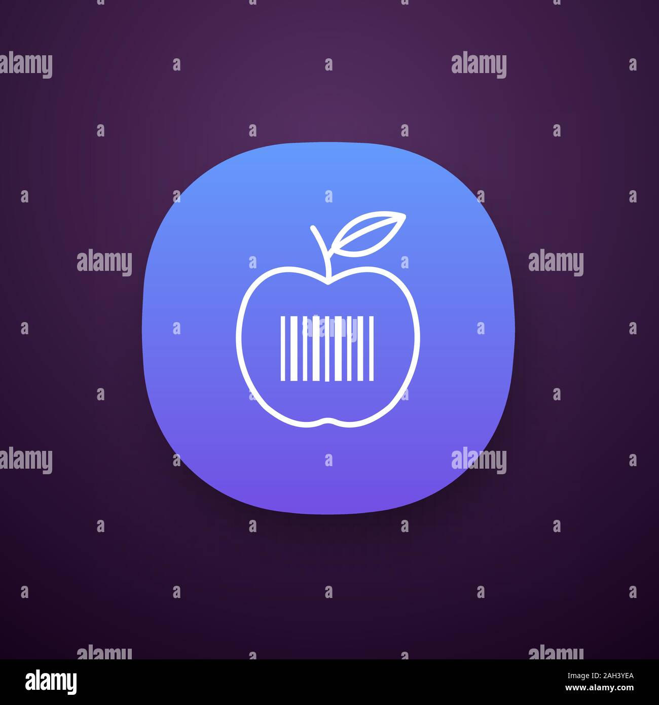 Product barcode app icon. Apple with linear bar code. Retail ...