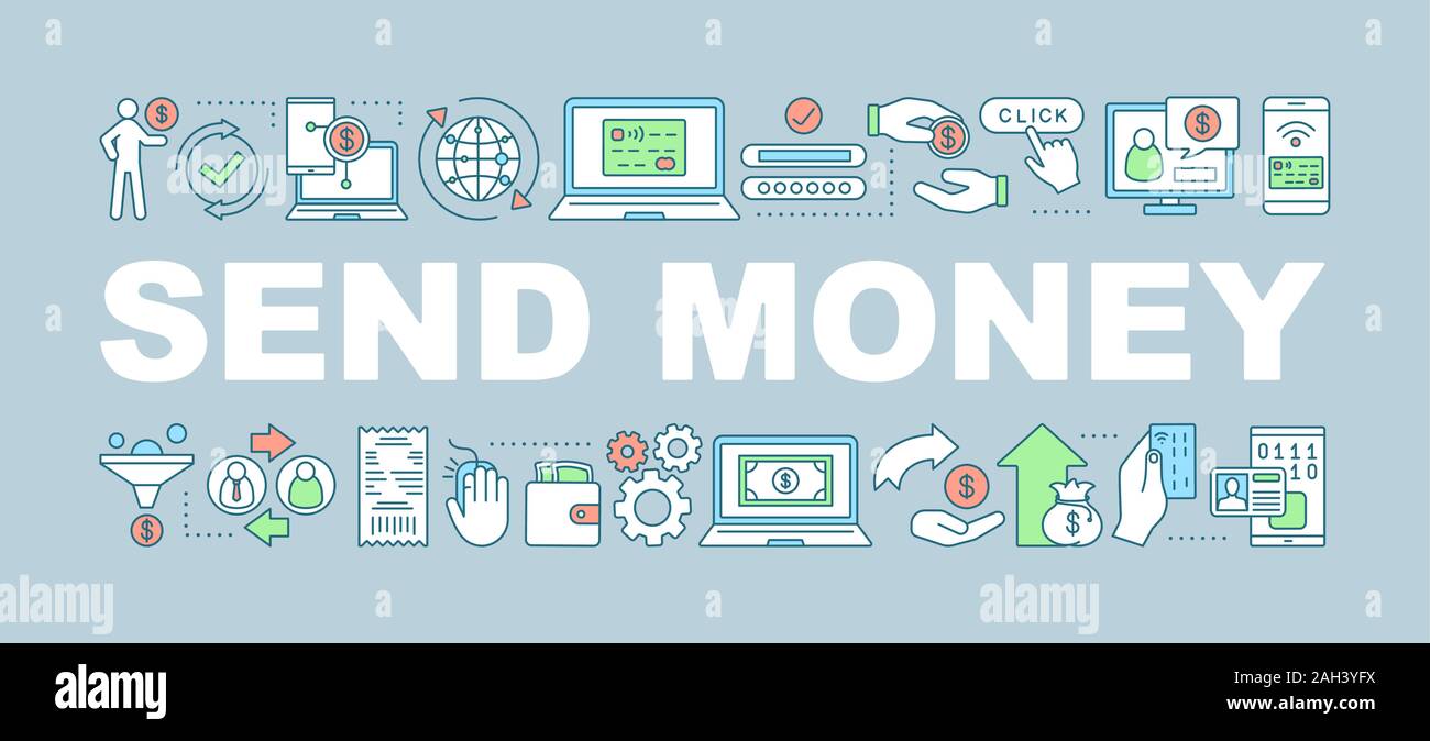 Money transfer word concepts banner. Transaction, payment. Send money ...