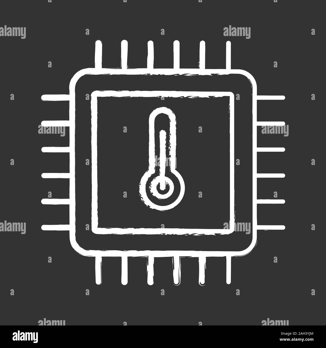 Processor temperature chalk icon. Core temp. CPU overheating. Chip ... Processor temperature chalk icon. Core temp. CPU overheating. Chip ...